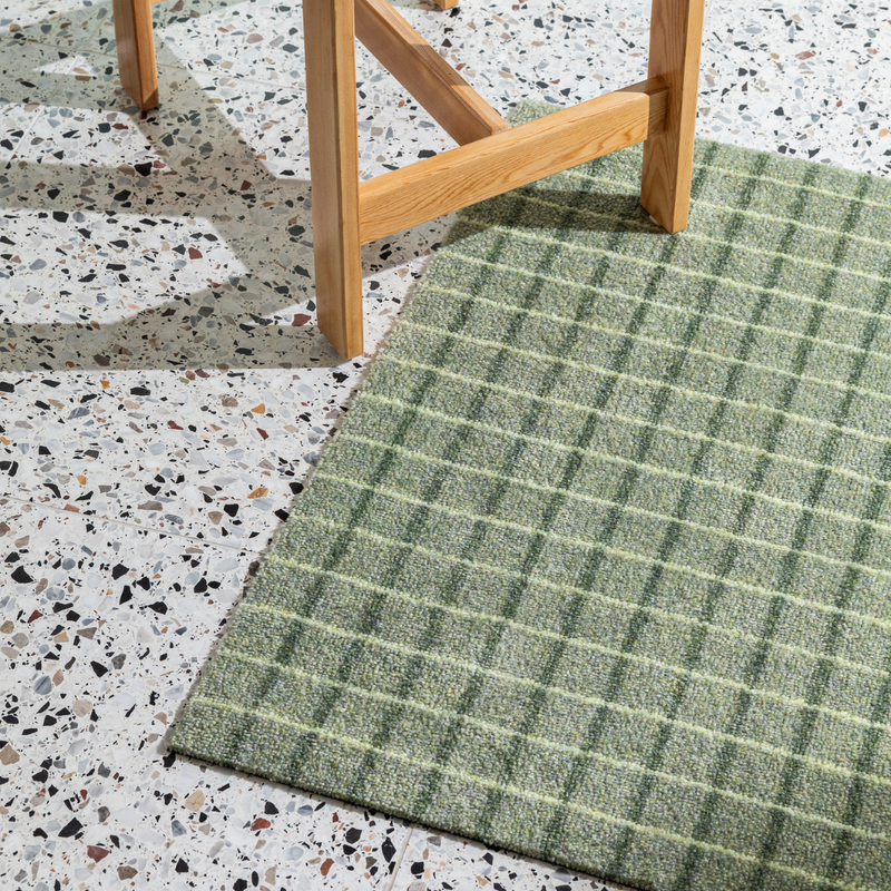 Heymat Grid Scandinavian Floor Mat - Matcha Lemon