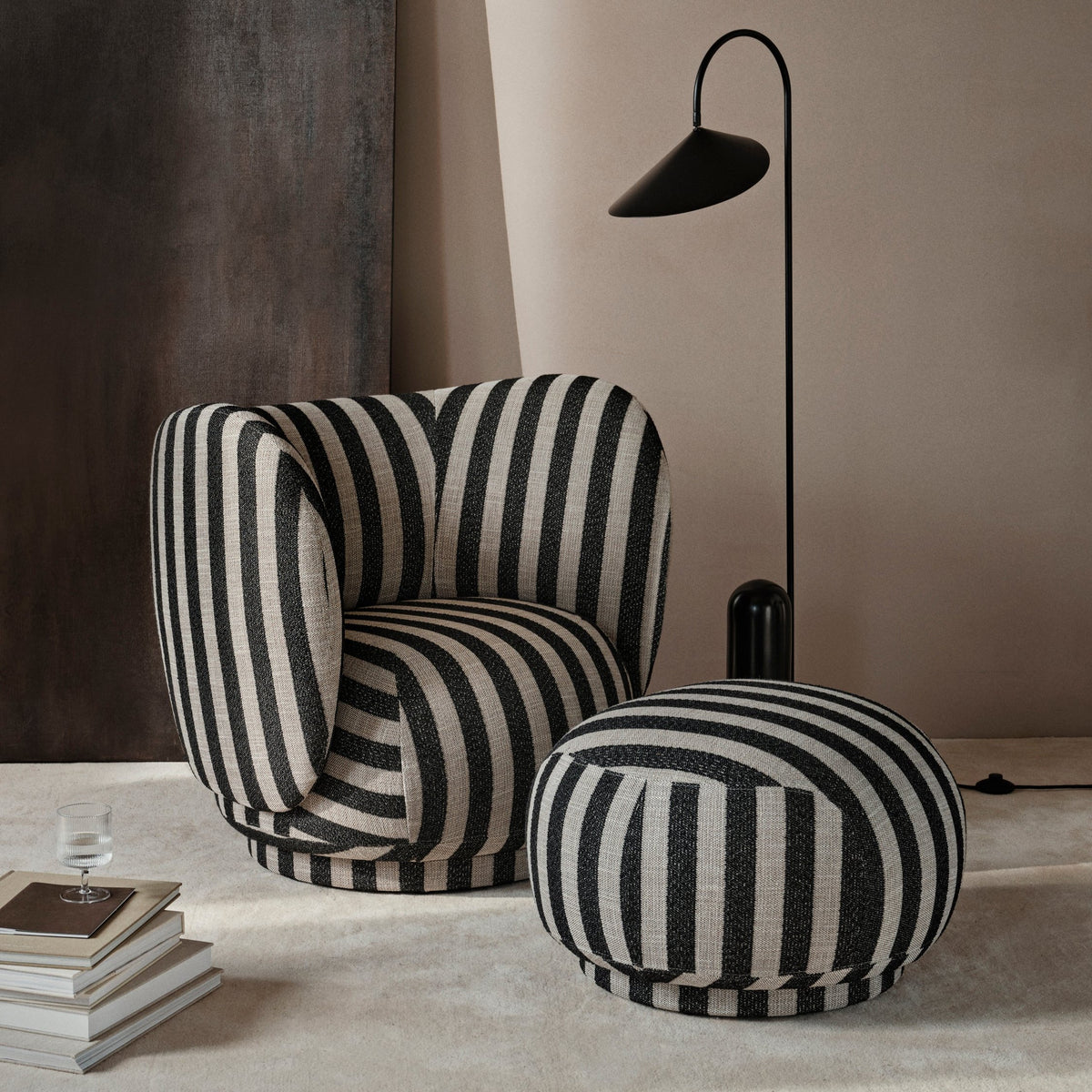 Ferm Living Rico Lounge Chair - Louisiana Sand/Black - Batten Home