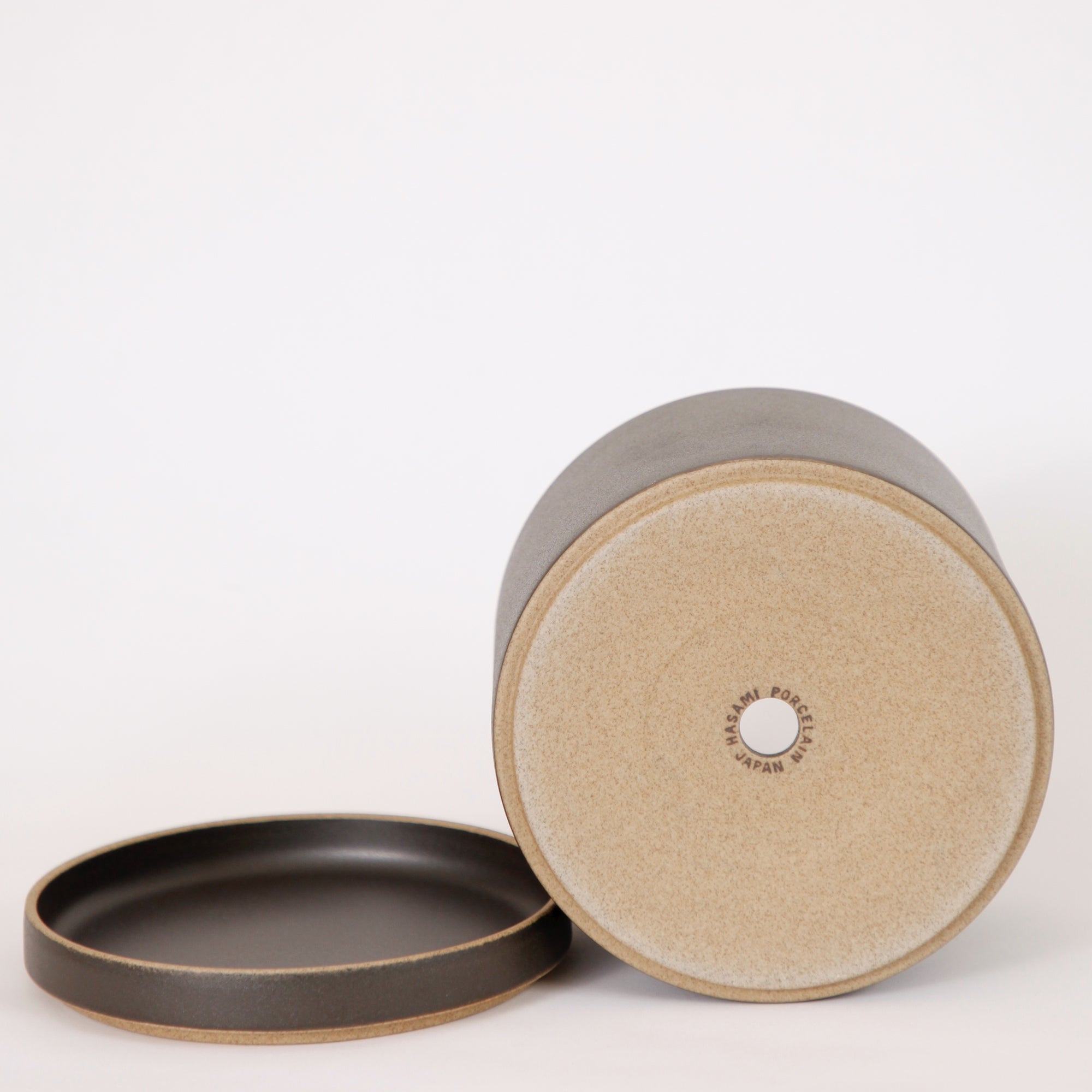 Hasami Porcelain Large Planter and Saucer Set in Black - Batten Home